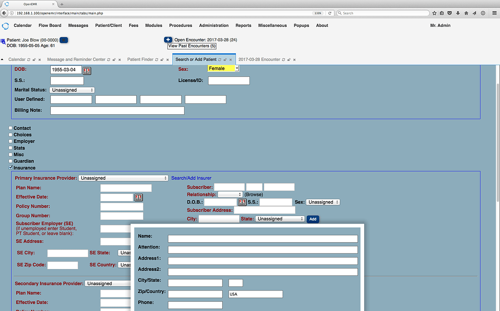 Glitch in the pop-up Search/Add Insurance provider in the Edit ...