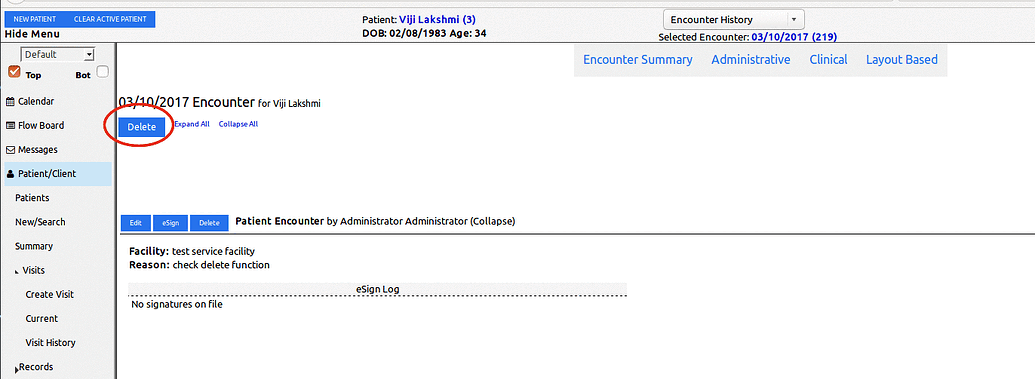 Deleting accidentally inputted encounters - Management and ...