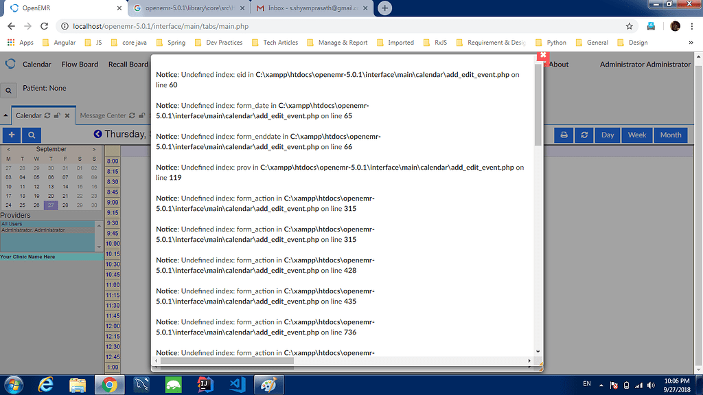 Error in Calendar interface - OpenEMR Development - OpenEMR Community