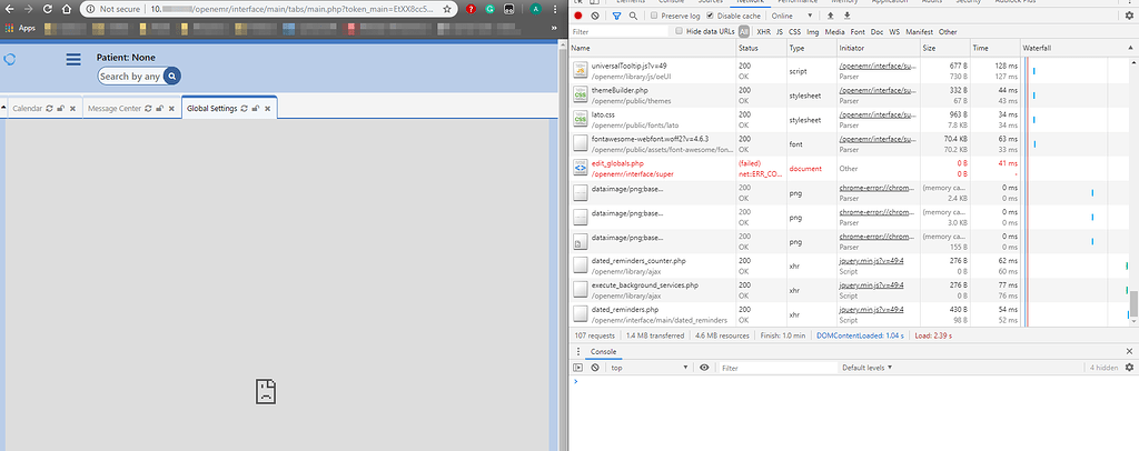 Connection Reset when saving Global Settings - Management and Administration - OpenEMR Community