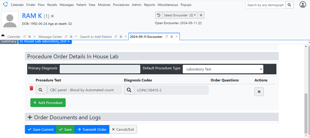 Lab procedure order creation in OpenEMR - OpenEMR Development - OpenEMR Community