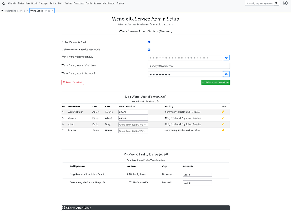 New Weno Module Install and Setup - OpenEMR Development - OpenEMR Community