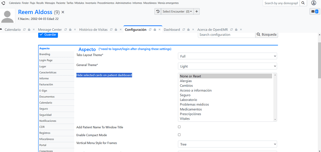 Organize the dashboard - Management and Administration - OpenEMR Community
