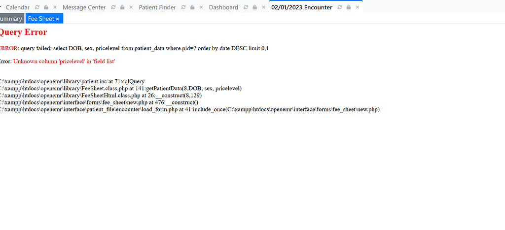 Fee Sheet Error in V7 - Day-to-Day Users - OpenEMR Community