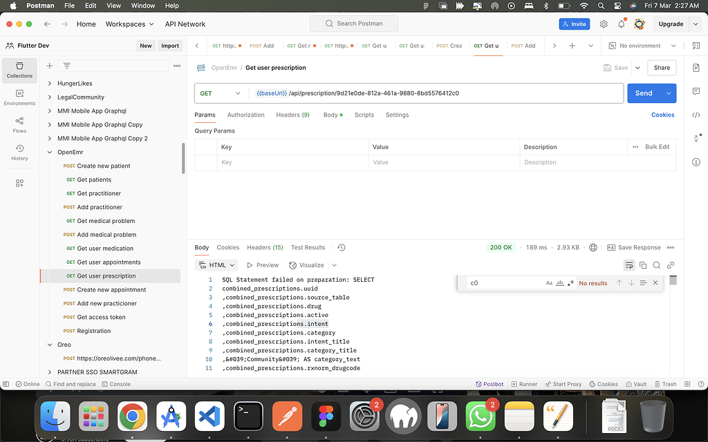 Prescription and medical conditions apis not working - OpenEMR Development - OpenEMR Community