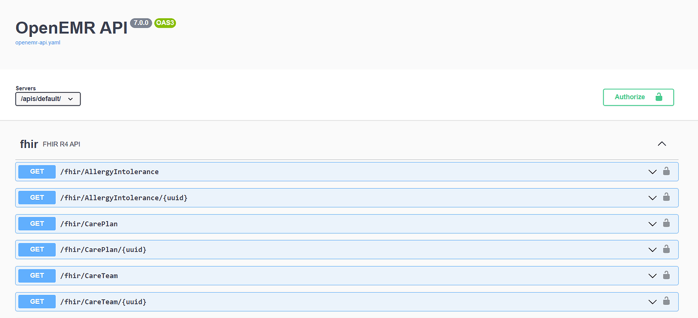 How can I use Std API in Swagger for AWS OPENEMR 7.0 Cloud express edition also how do I get the ...