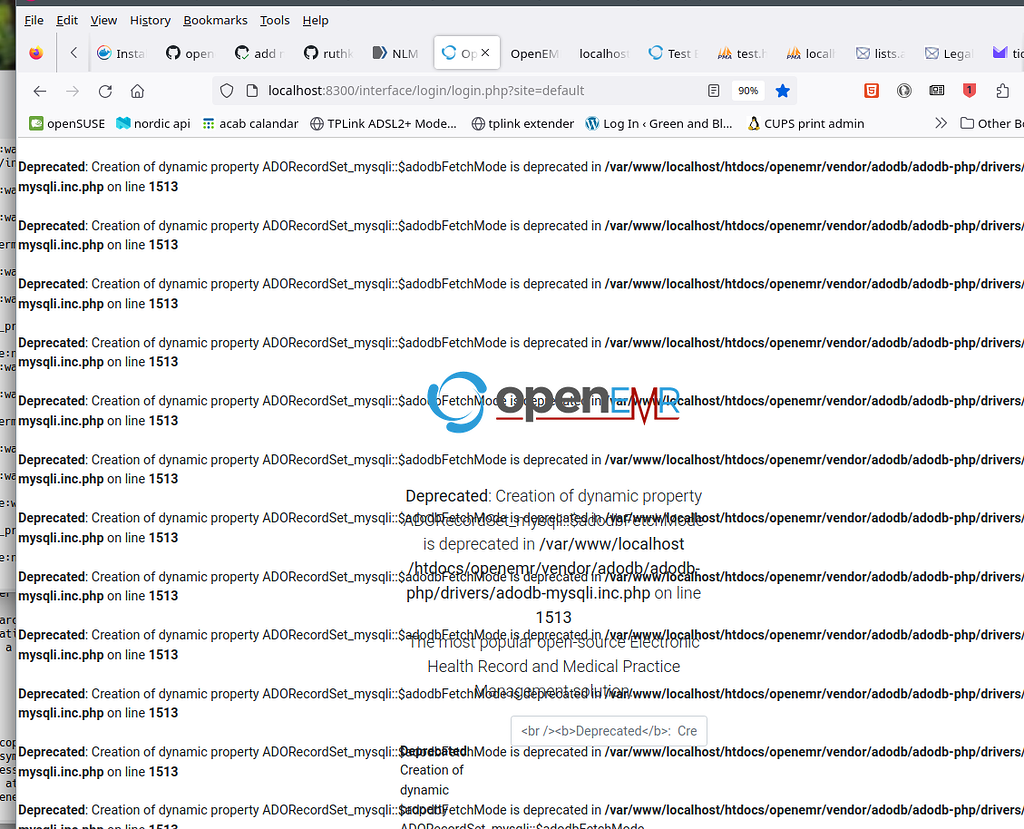 Deprected creation of dynamic property in adodb - OpenEMR Development - OpenEMR Community