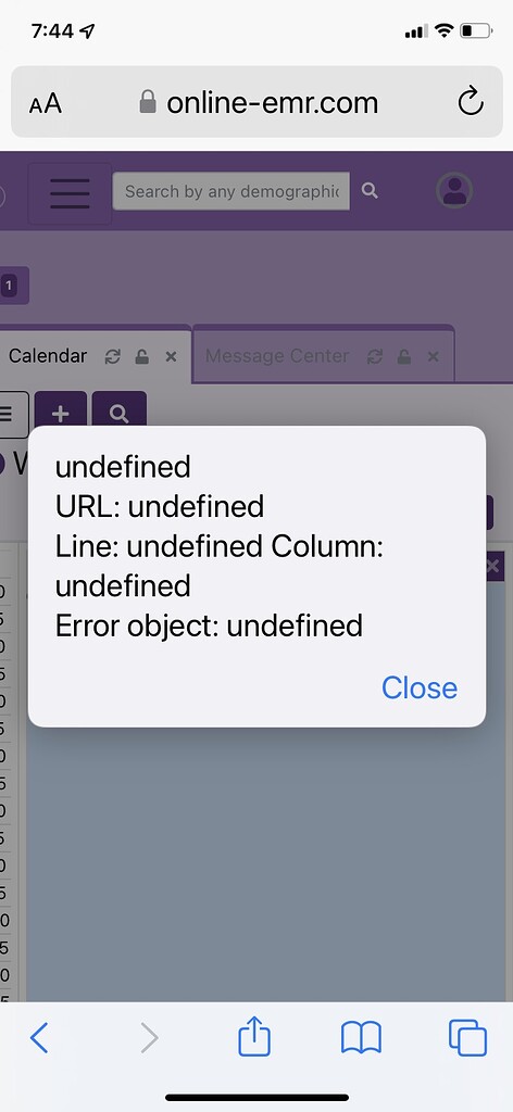 Get this error popup only on Mobile browser - Support - OpenEMR Community
