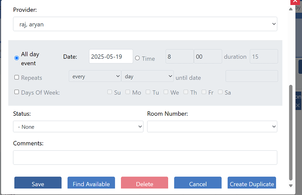 Setting Morning and Afternoon session for practitioner - OpenEMR Development - OpenEMR Community