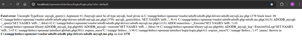 Fatal Error: Uncaught TypeError : mysqli_query() - Support - OpenEMR ... Fatal Error: Uncaught TypeError : mysqli_query() - Support - OpenEMR ...