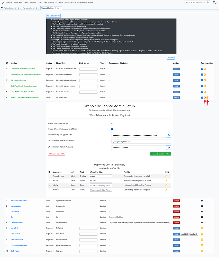 New Weno Module Install and Setup - OpenEMR Development - OpenEMR Community