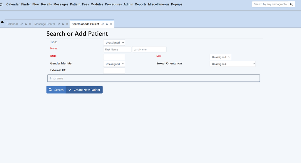 Search or Add Patient Display - Day-to-Day Users - OpenEMR Community