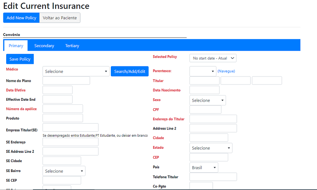 How to change the mandatory fields on the insurance screen - Management ...