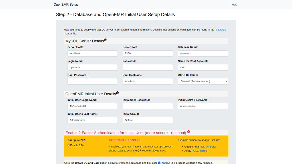 Synology OpenEMR Installation "stuck" at Step 3 - : unable to connect to database as root ...