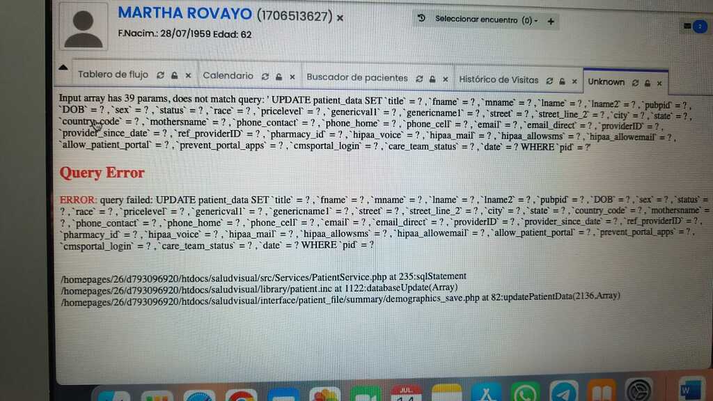 Create and Edit Patient Error - OpenEMR Development - OpenEMR Community