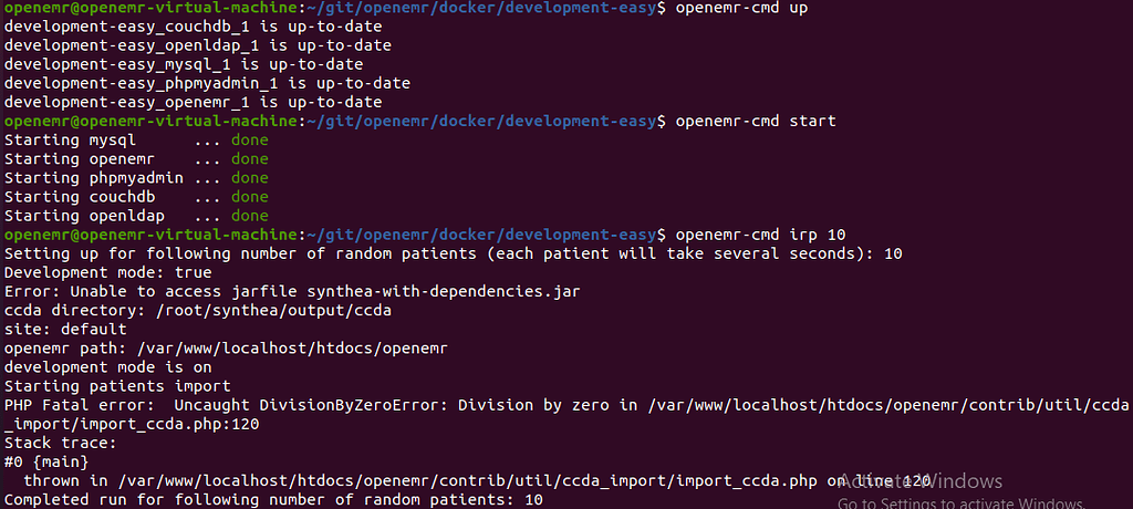 Openemr-cmd for generating random patients using synthea - Management and Administration ...