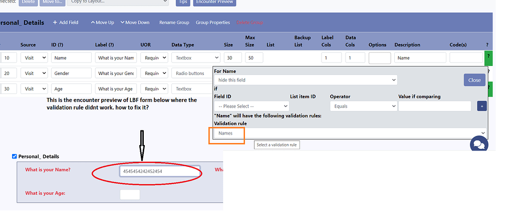 Validation rule not working in LBF form - Support - OpenEMR Community
